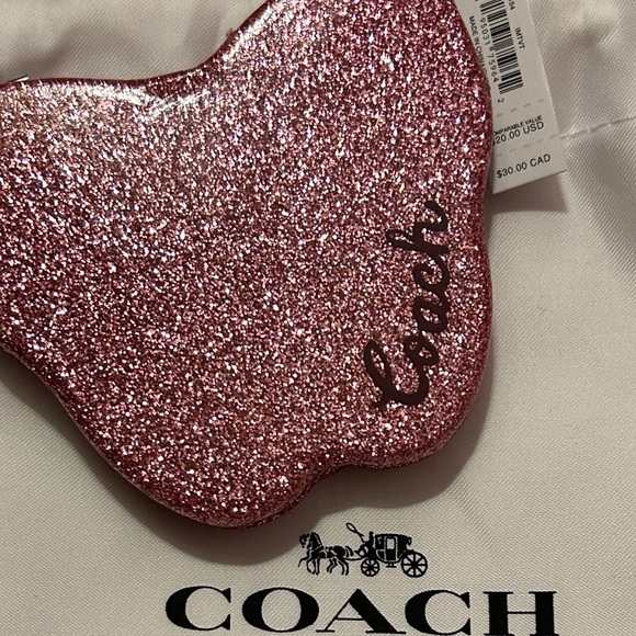 Coach | Accessories | Coach Glittery Pink Butterfly Double Sided ...